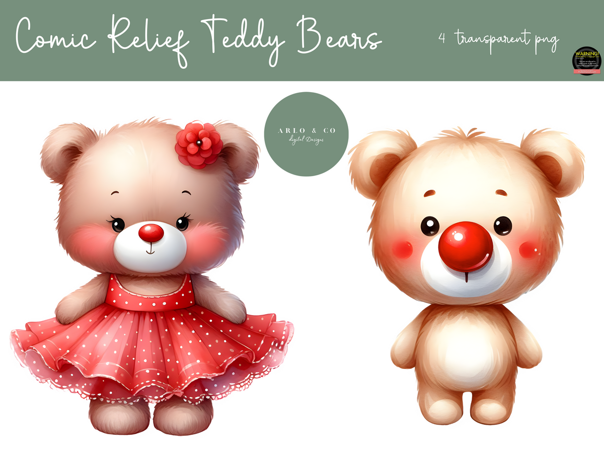 Red Nosed Teddy Bears DIGITAL DOWNLOAD – Arlo and Co Designs