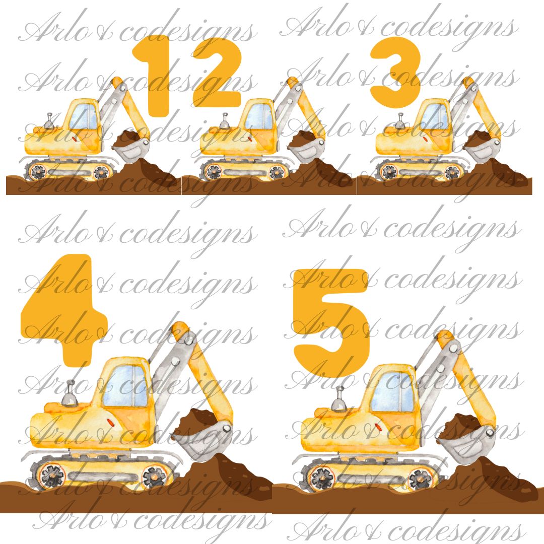 Birthday Digger Digital Design Numbers 1-5 – Arlo and Co Designs
